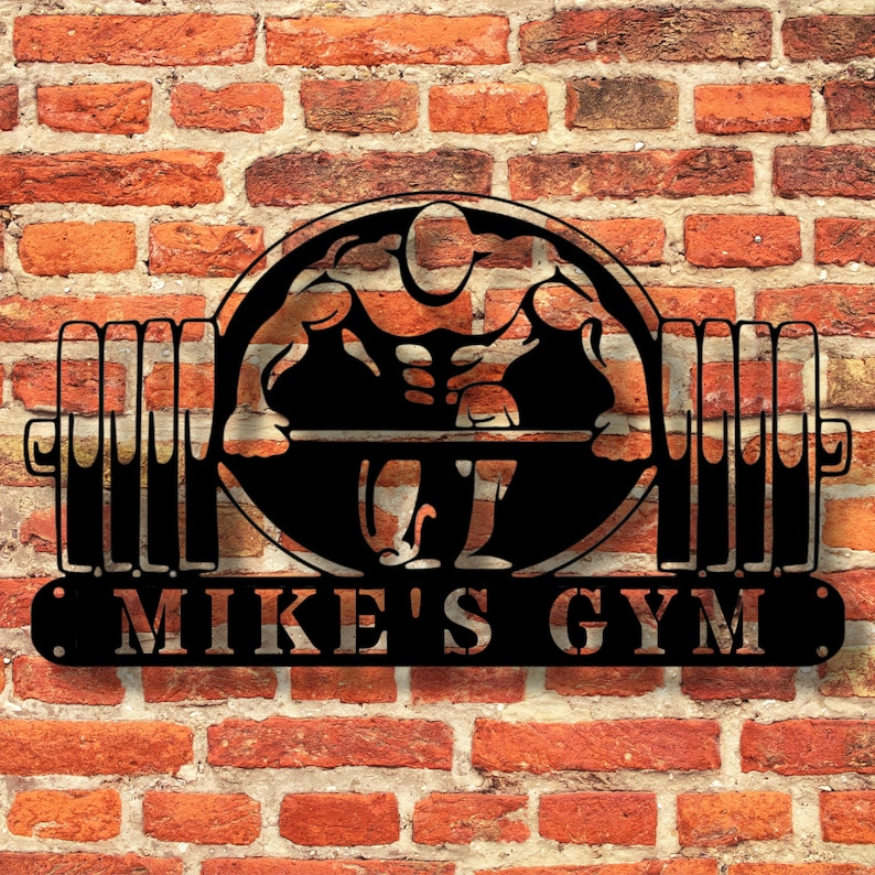 Gym Sign, Personalized Home Gym Sign, Custom Metal Gym Sign, Home Gym ...