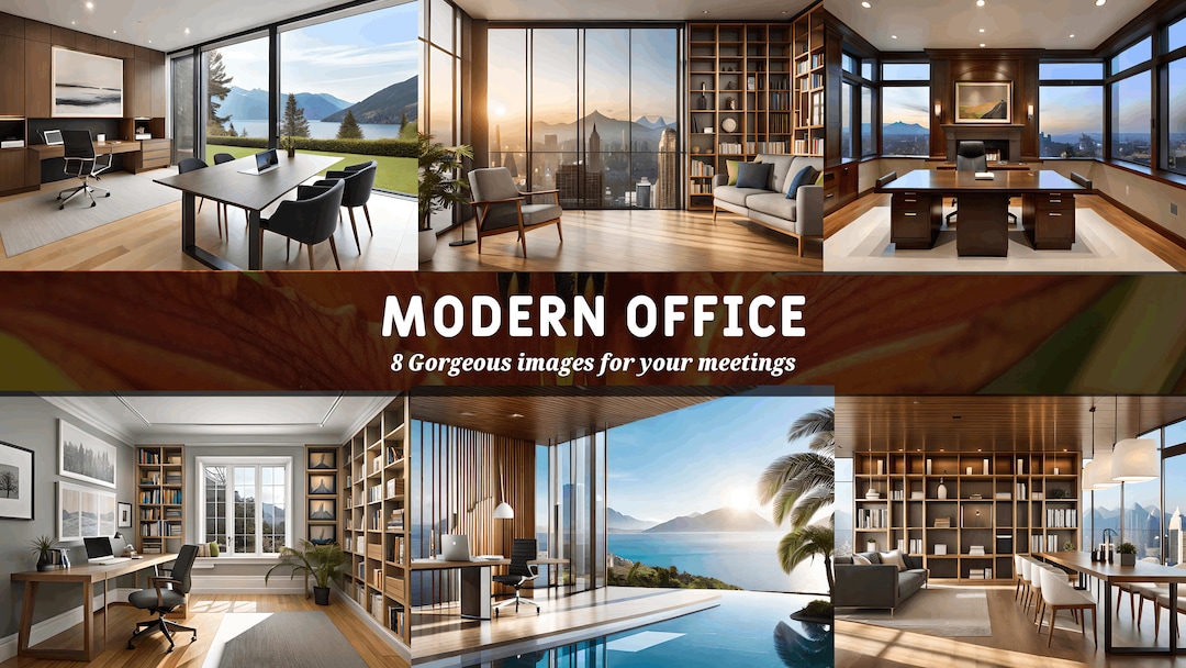 Modern Office Backgrounds, Virtual Meeting Backgrounds Bundle of 8 for ...