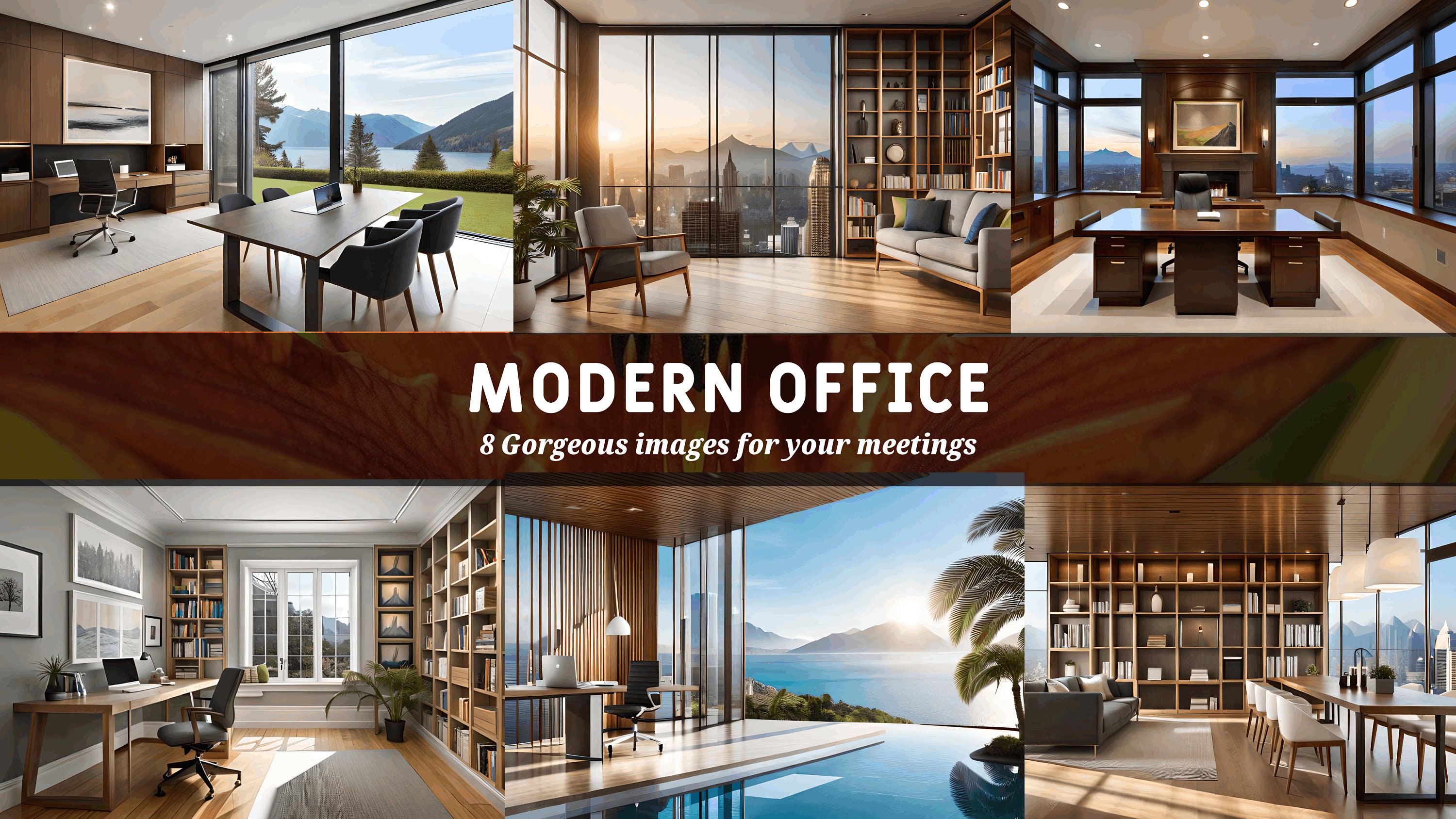 Modern Office Backgrounds, Virtual Meeting Backgrounds Bundle of 8 for ...