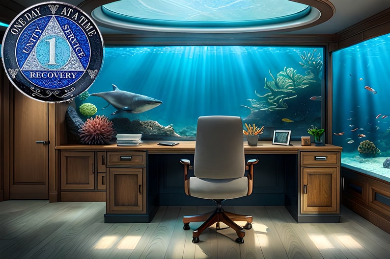 Alcoholics Anonymous Zoom Backgrounds Aquarium Office 1 - Etsy