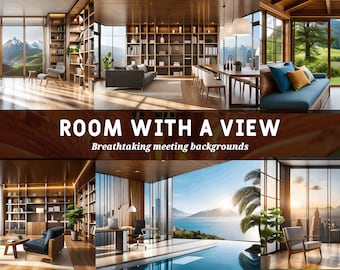 Virtual Meeting Backgrounds Bundle of 8 for Zoom, Microsoft Teams ...