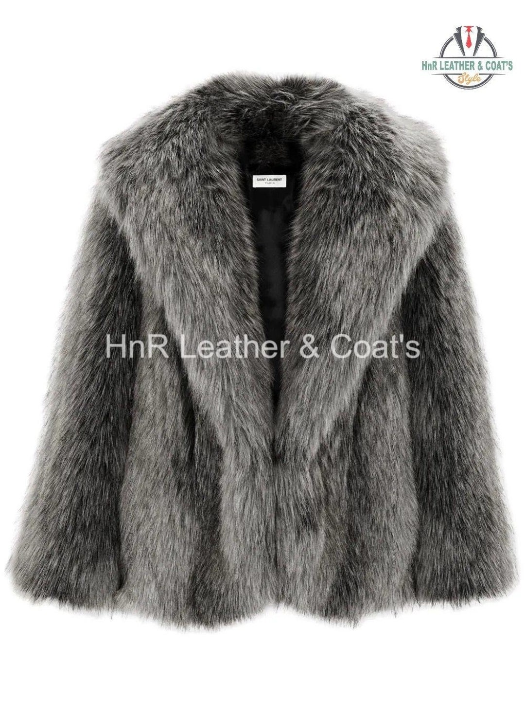 Shawl Collar Faux Fur Coat Etsy