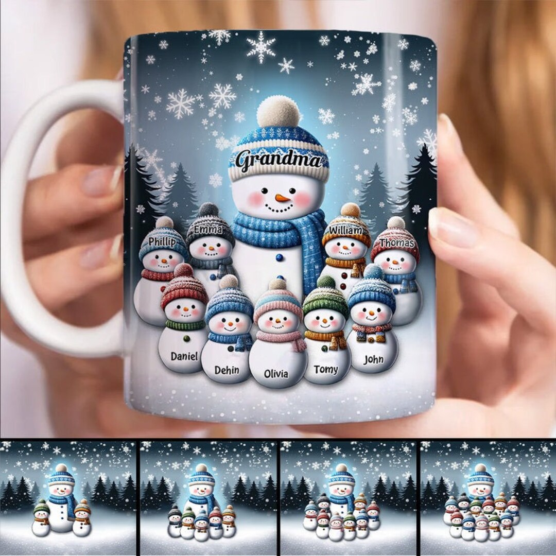 Personalized Christmas Night Snowman Grandma Mom Kids Mug - Etsy
