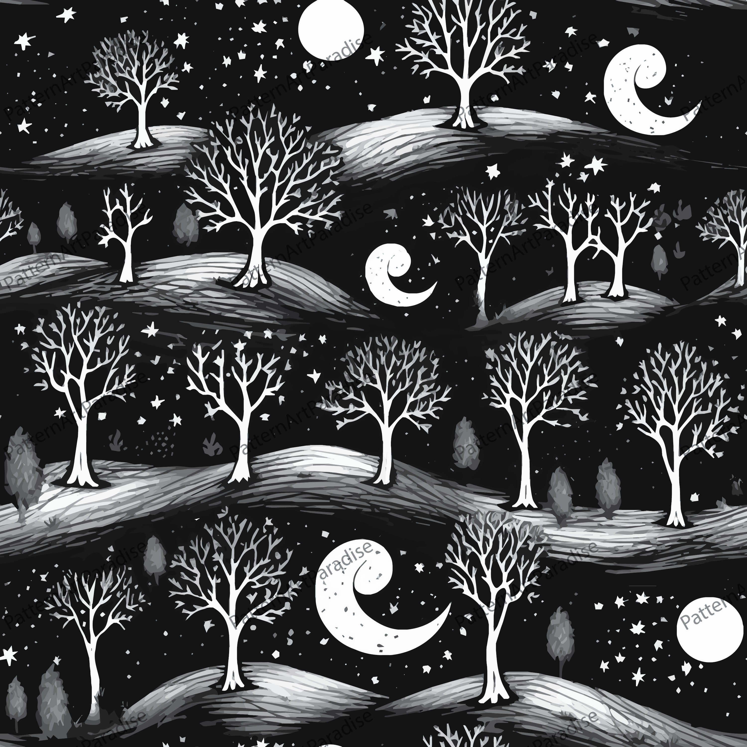 Lunar Rituals Pattern Bundle (black and White) | (arts & Crafts, Fabric ...