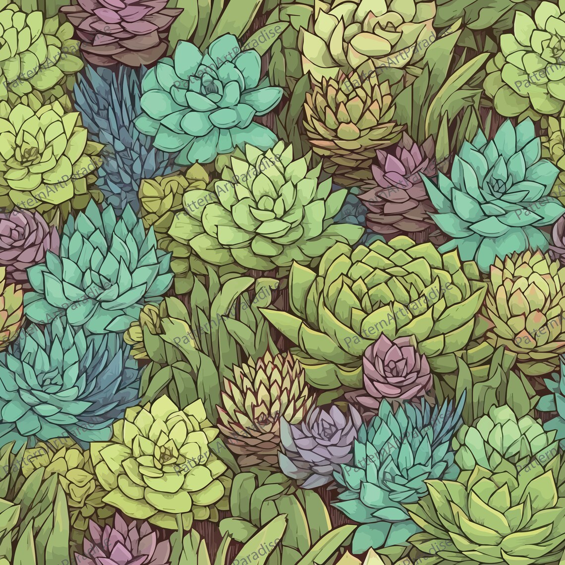 Succulent Pattern Bundle (realistic) | (arts & Crafts, Fabric Design ...