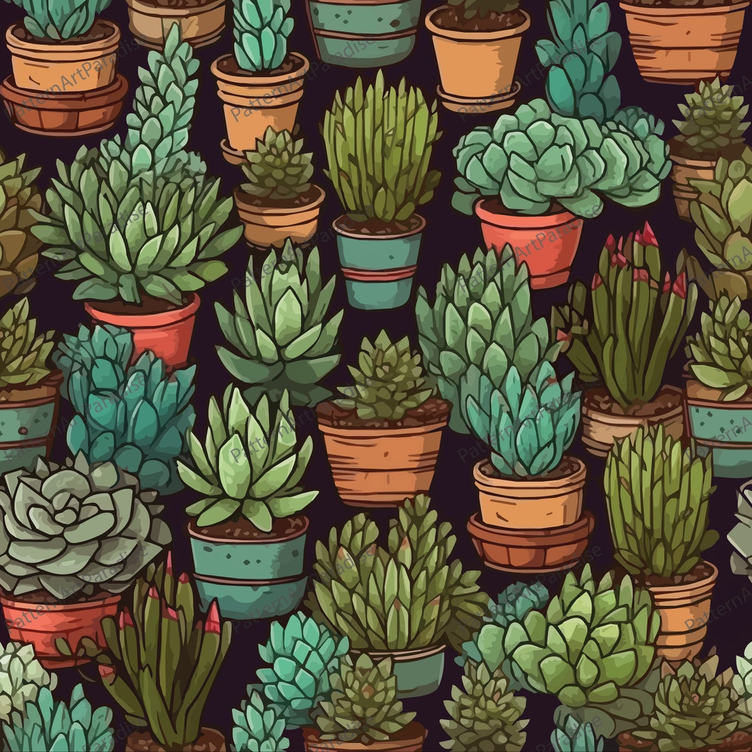 Succulents and Cactus Pattern Bundle | (arts & Crafts, Fabric Design ...