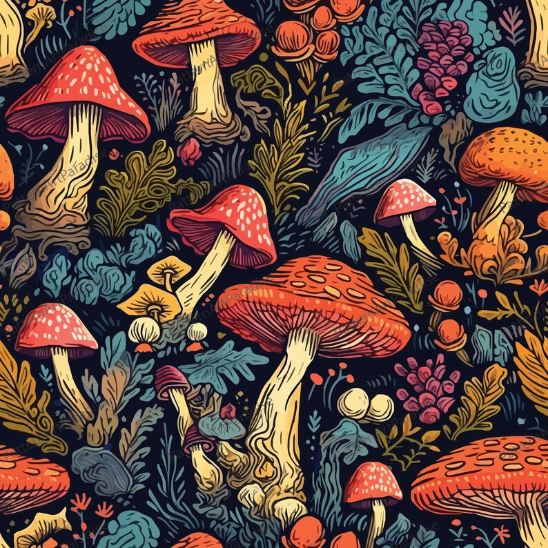 Mushroom Pattern Bundle | (arts & Crafts, Fabric Design, Pattern Design ...