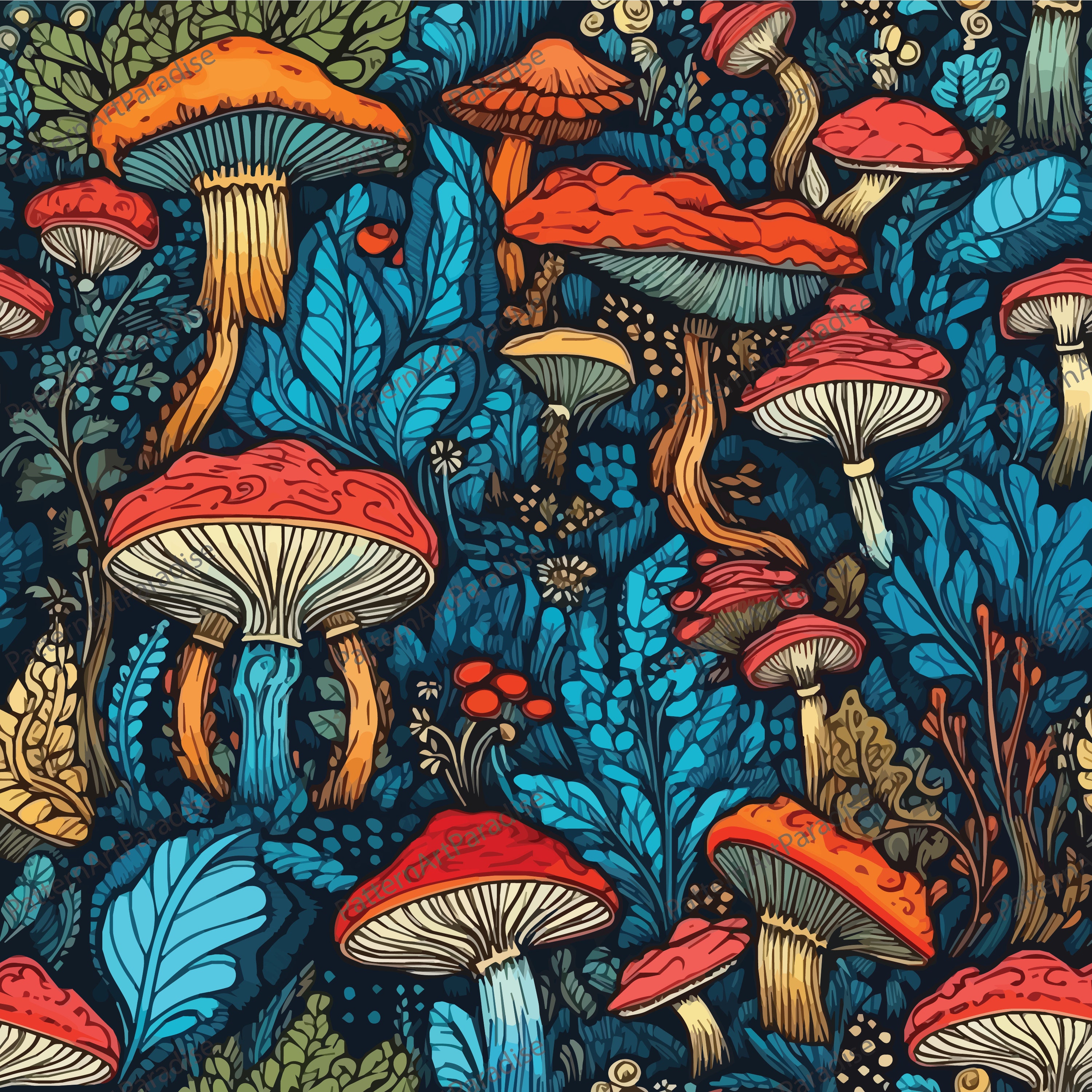 Mushroom Pattern Bundle | (arts & Crafts, Fabric Design, Pattern Design ...