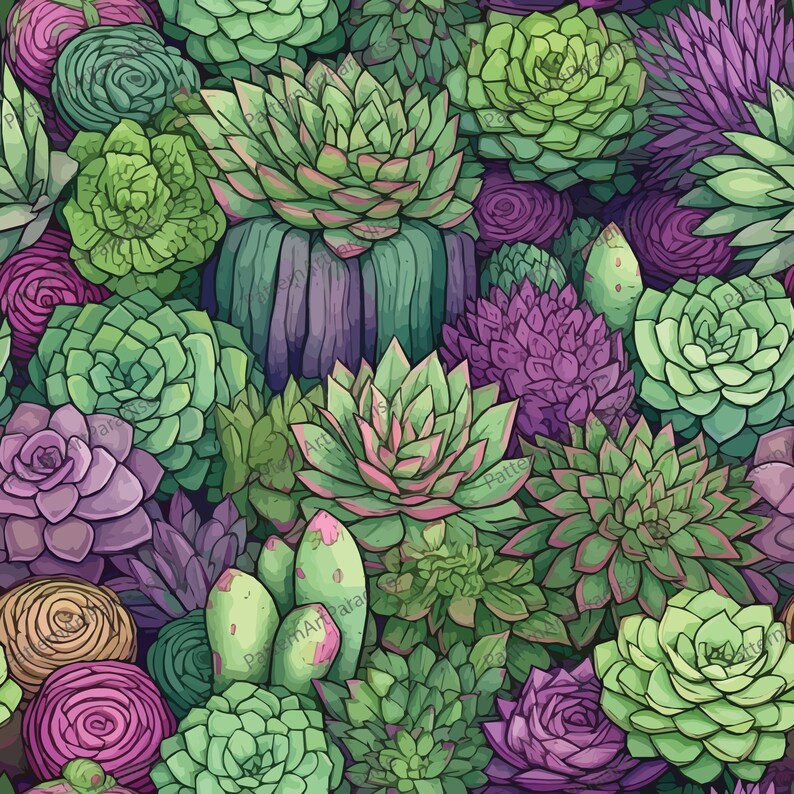 Succulent Pattern Bundle (realistic) | (arts & Crafts, Fabric Design ...