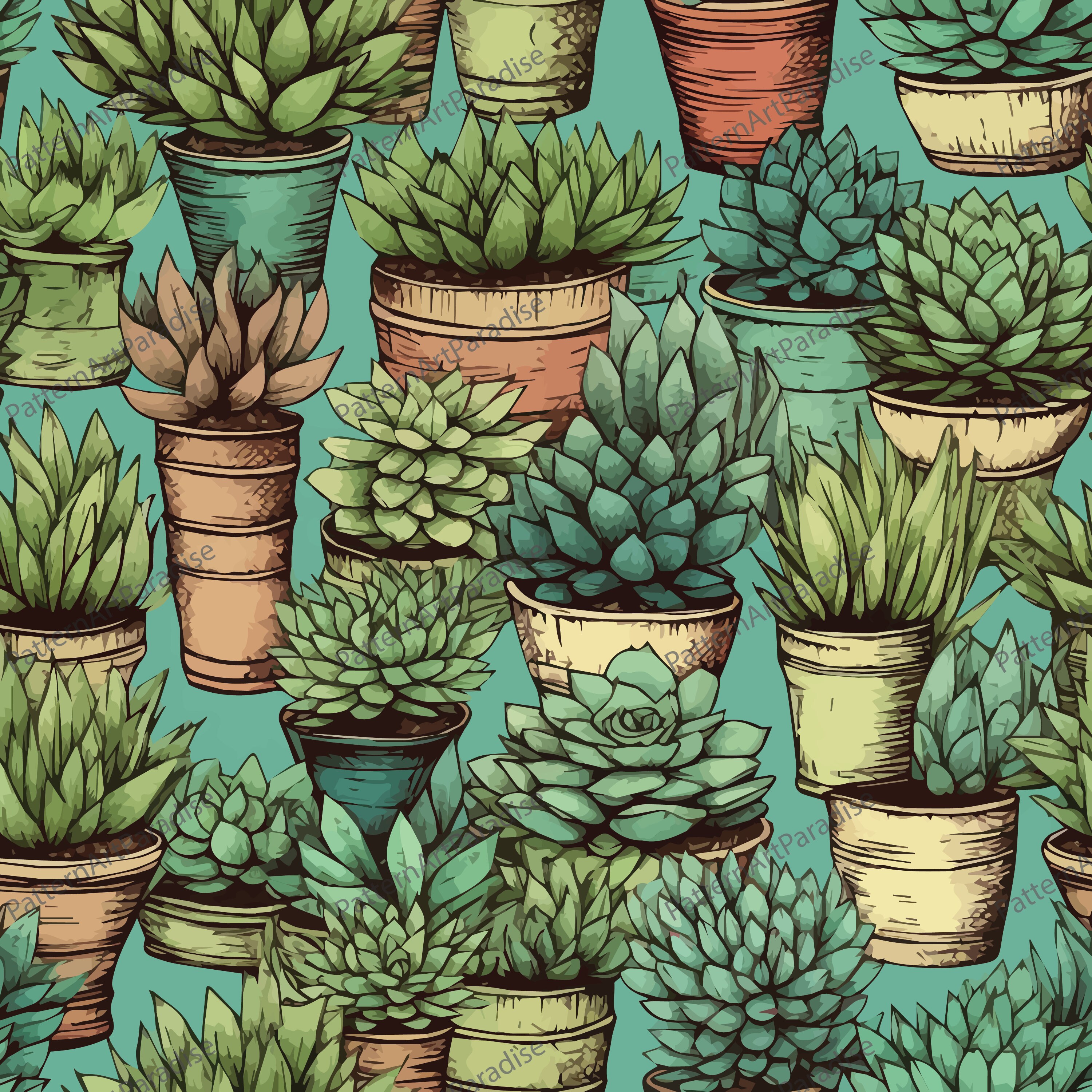 Succulent Pattern Bundle (realistic) | (arts & Crafts, Fabric Design ...