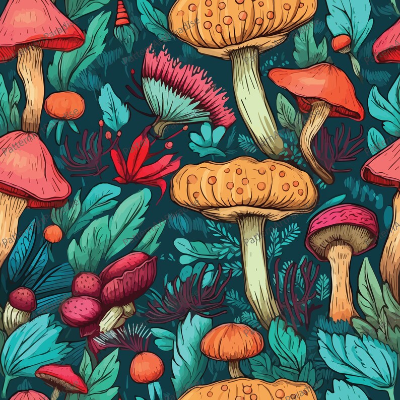 Mushroom Pattern Bundle | (arts & Crafts, Fabric Design, Pattern Design ...