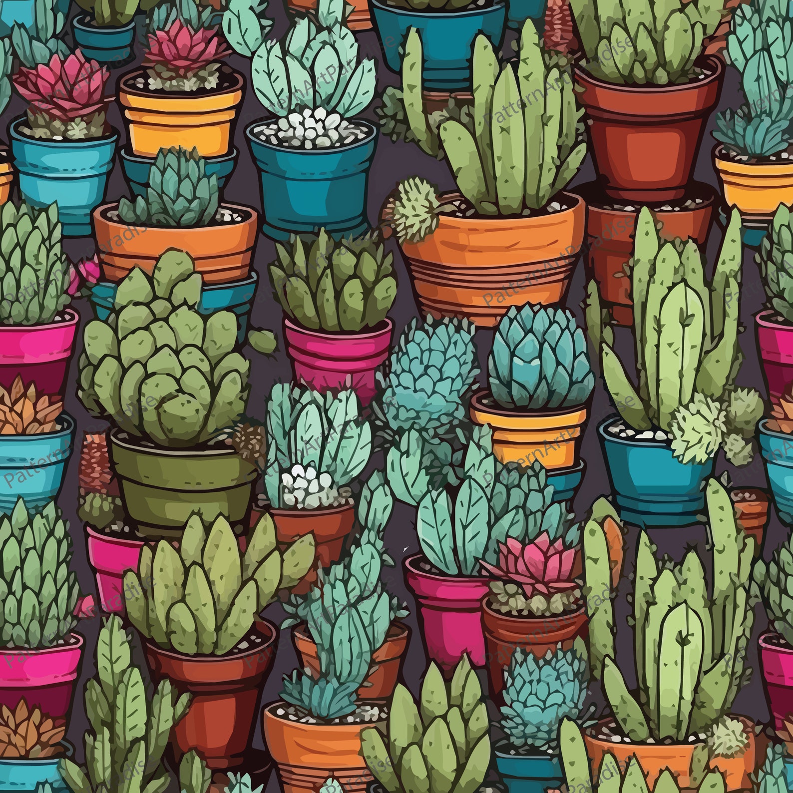 Succulents and Cactus Pattern Bundle | (arts & Crafts, Fabric Design ...