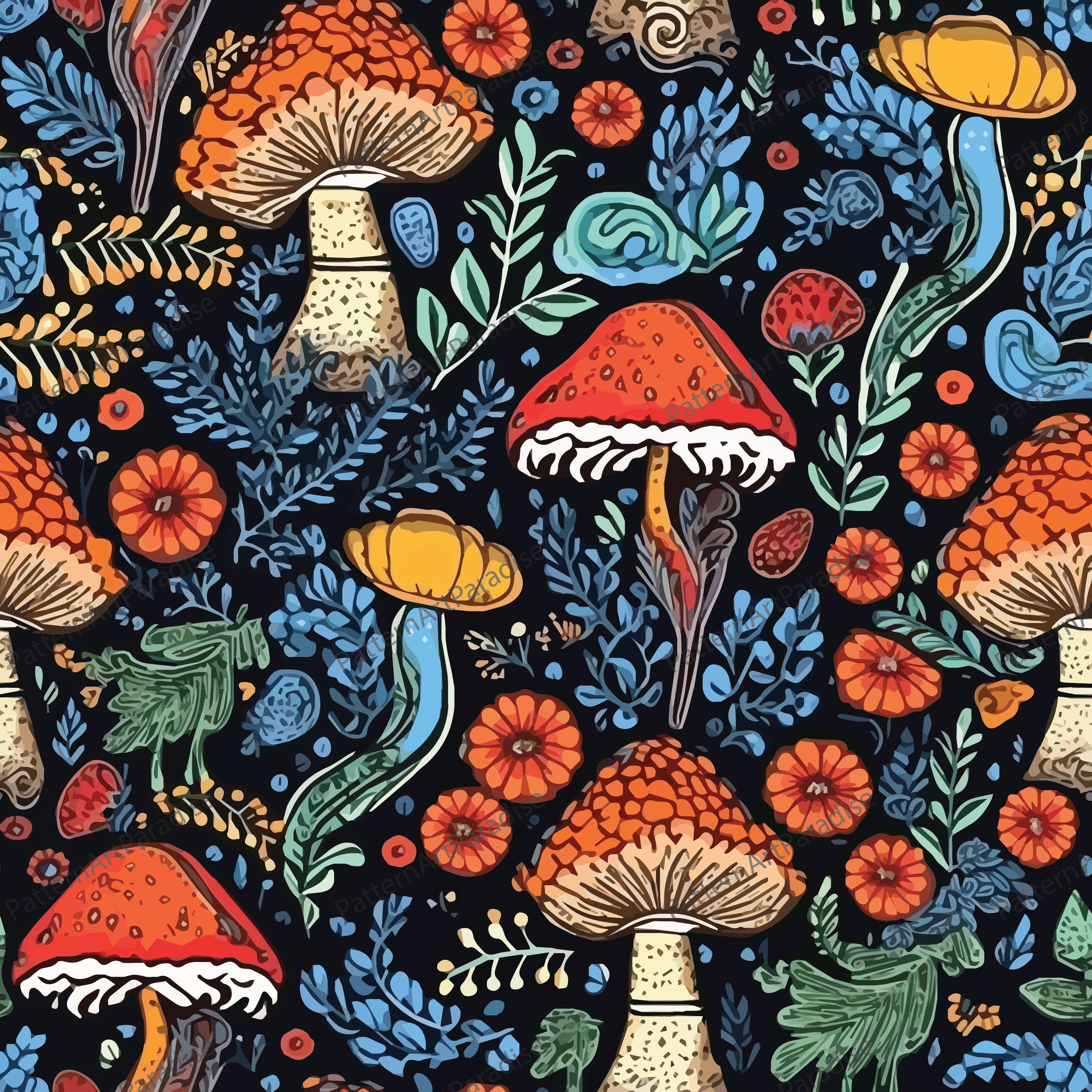 Mushroom Pattern Bundle | (arts & Crafts, Fabric Design, Pattern Design ...