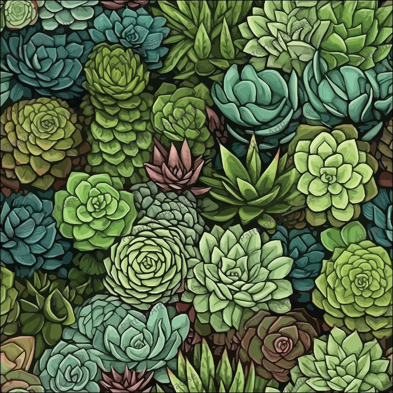 Succulent Pattern Bundle (realistic) | (arts & Crafts, Fabric Design ...