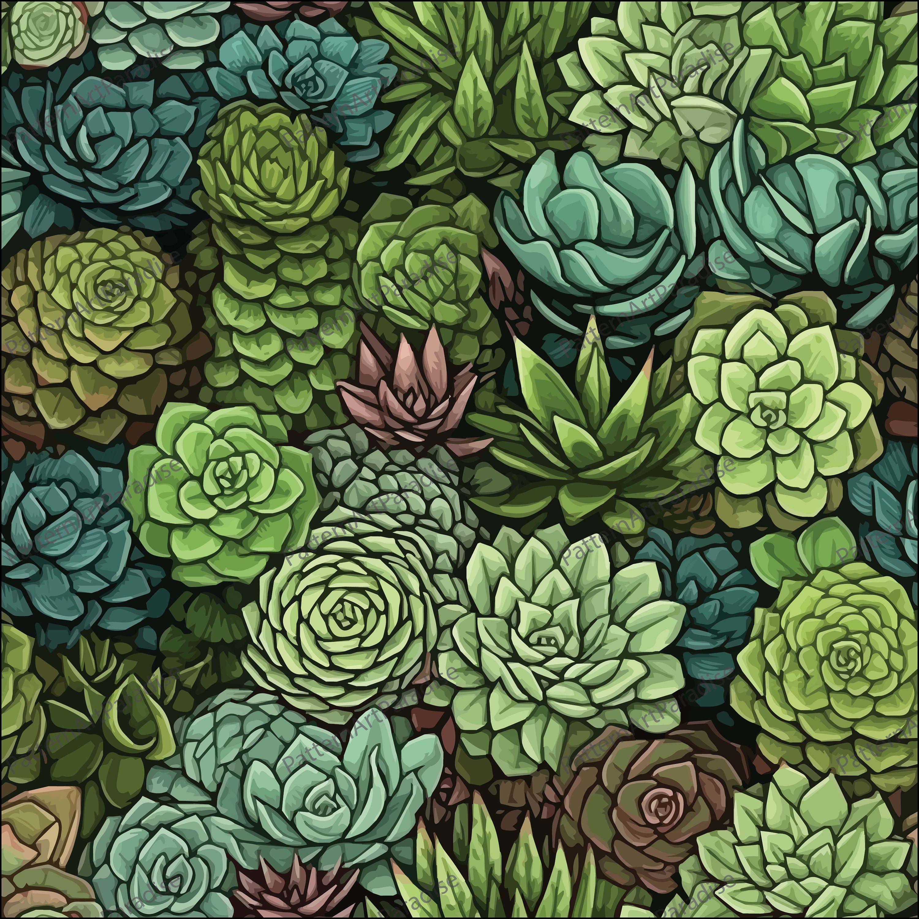 Succulent Pattern Bundle (realistic) | (arts & Crafts, Fabric Design ...