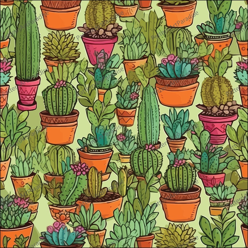 Succulents and Cactus Pattern Bundle | (arts & Crafts, Fabric Design ...