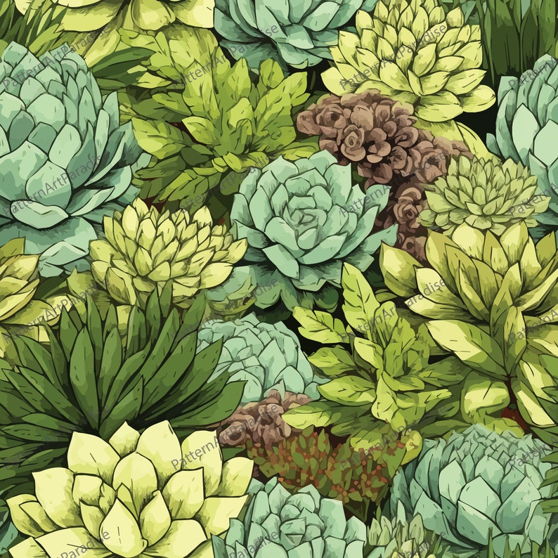 Succulent Pattern Bundle (realistic) | (arts & Crafts, Fabric Design ...
