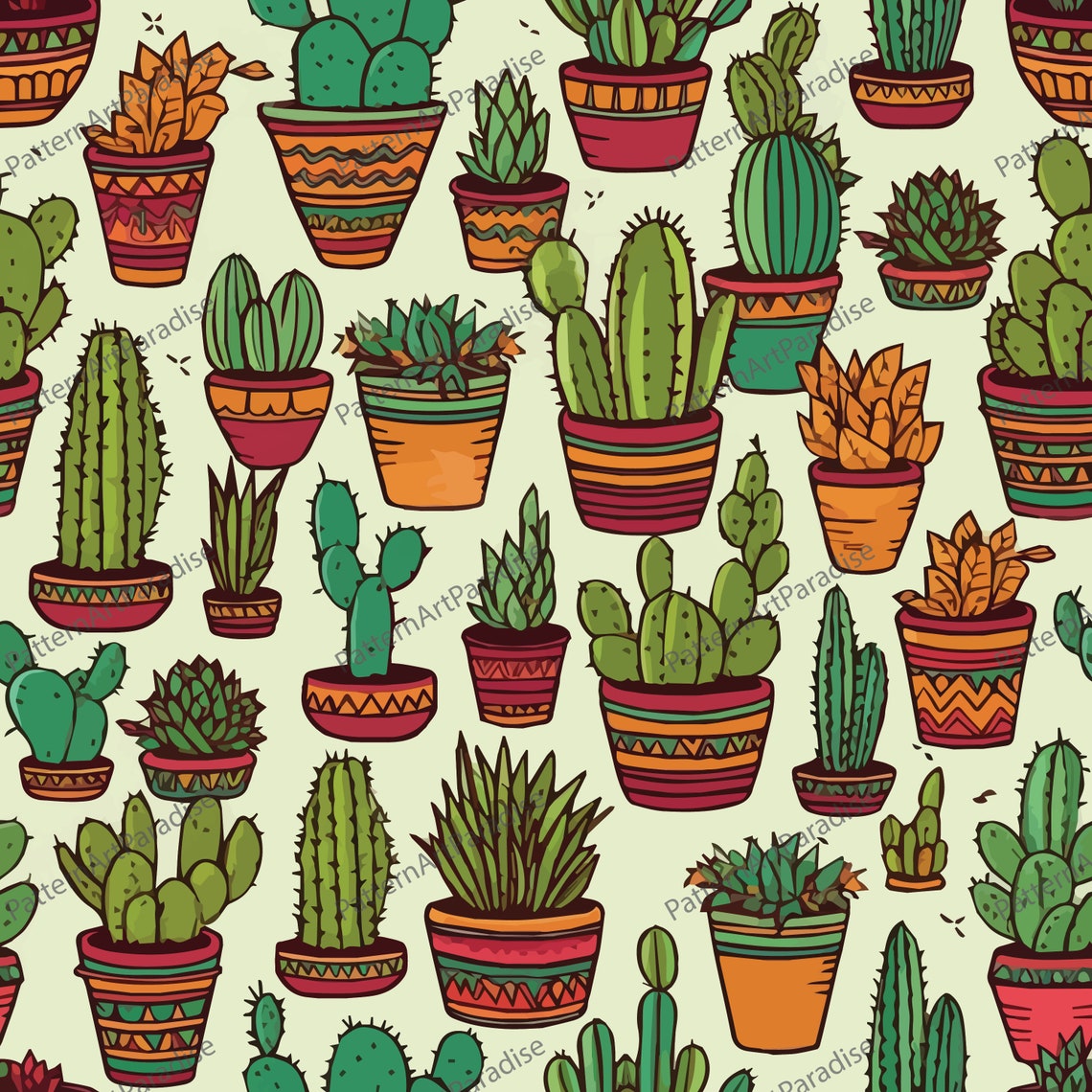 Succulents and Cactus Pattern Bundle | (arts & Crafts, Fabric Design ...