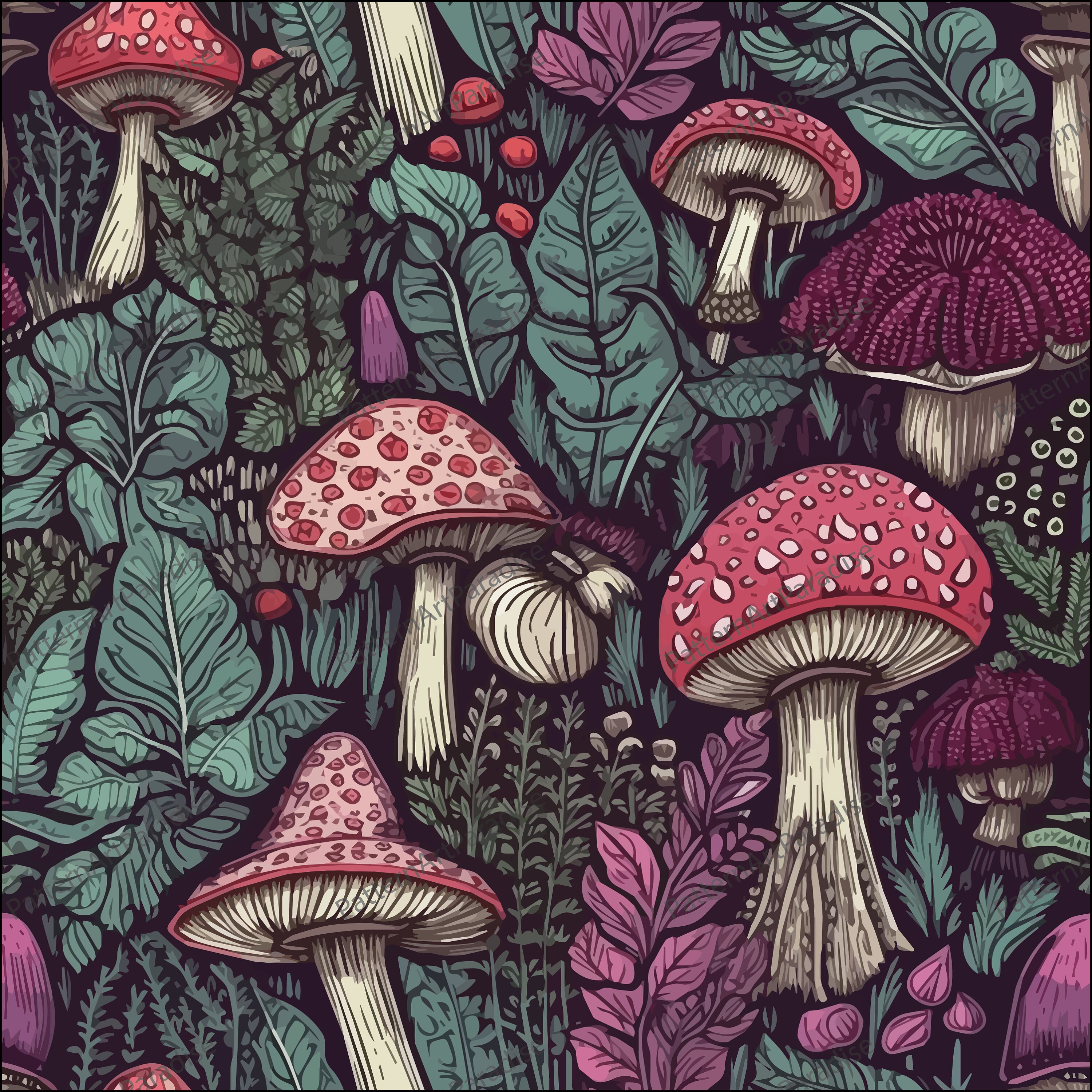Mushroom Pattern Bundle | (arts & Crafts, Fabric Design, Pattern Design ...