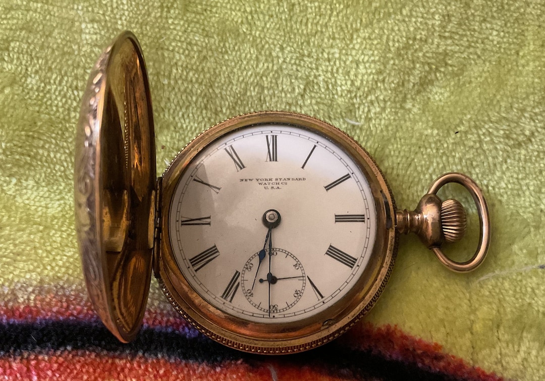 New York Standard Pocket Watch, Runs, Gold Plated - Etsy