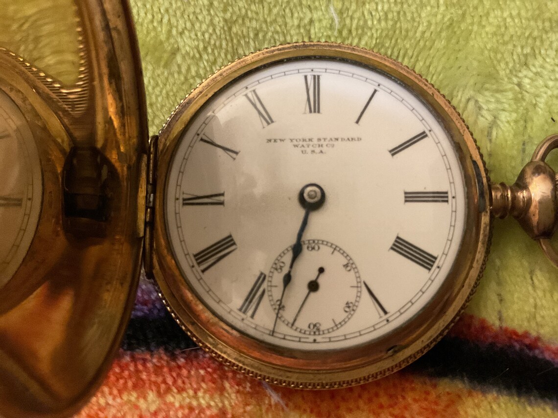 New York Standard Pocket Watch, Runs, Gold Plated - Etsy