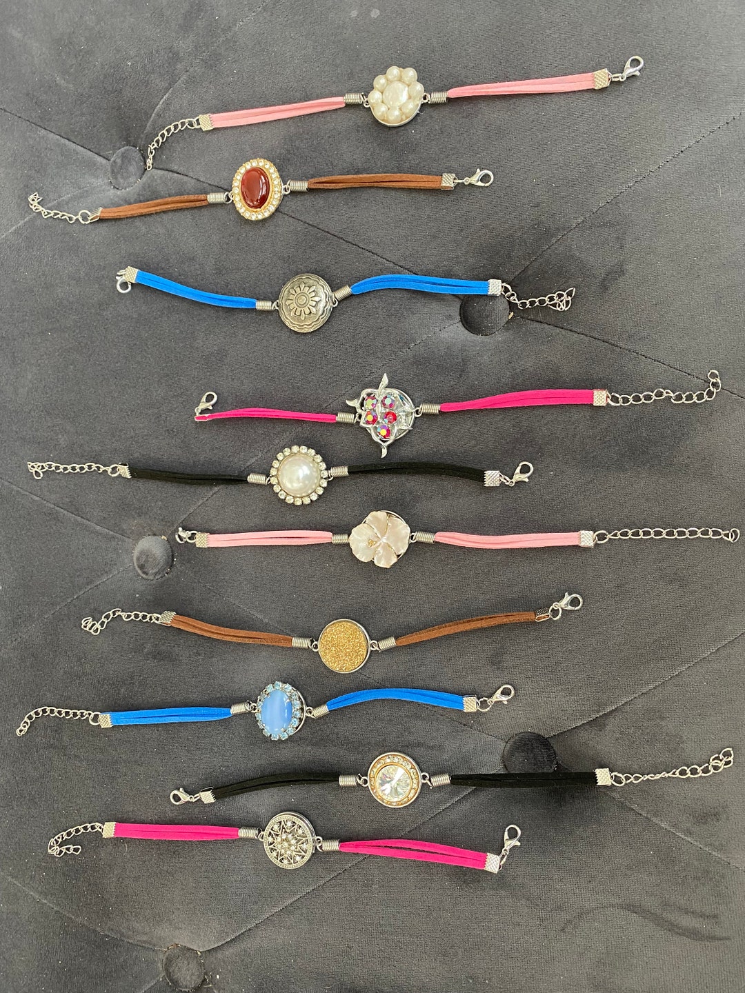 Upcycled Leather Bracelet: Vintage Silver Tone Jewelry, Adjustable - Etsy