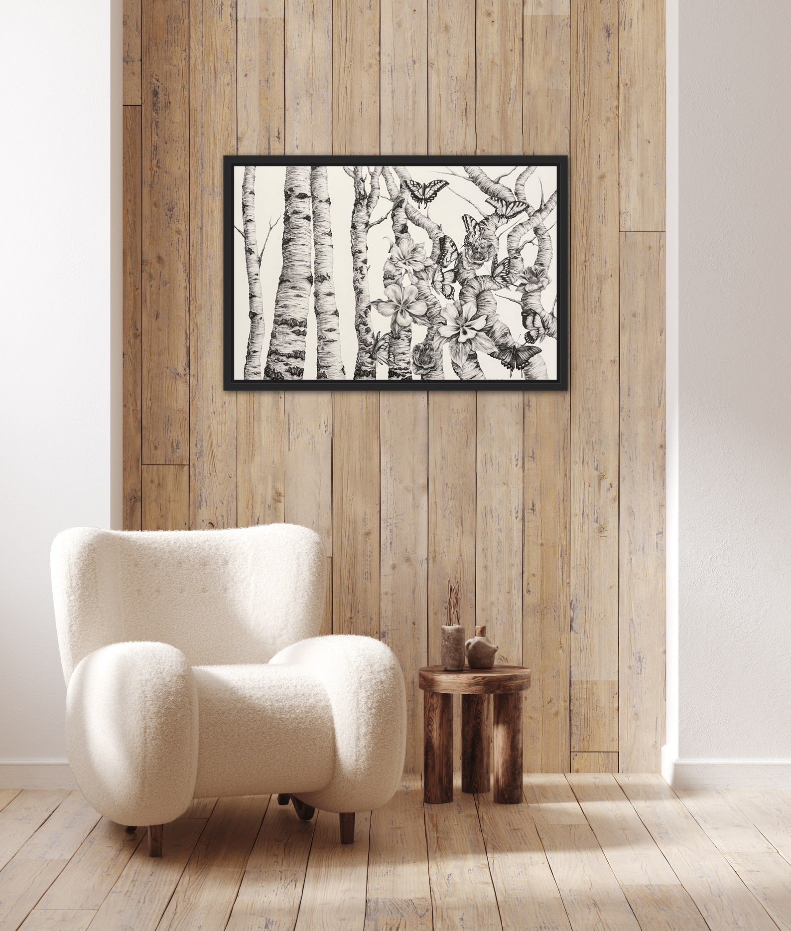 Twisted Aspen Tree Graphite Drawing Large - Etsy