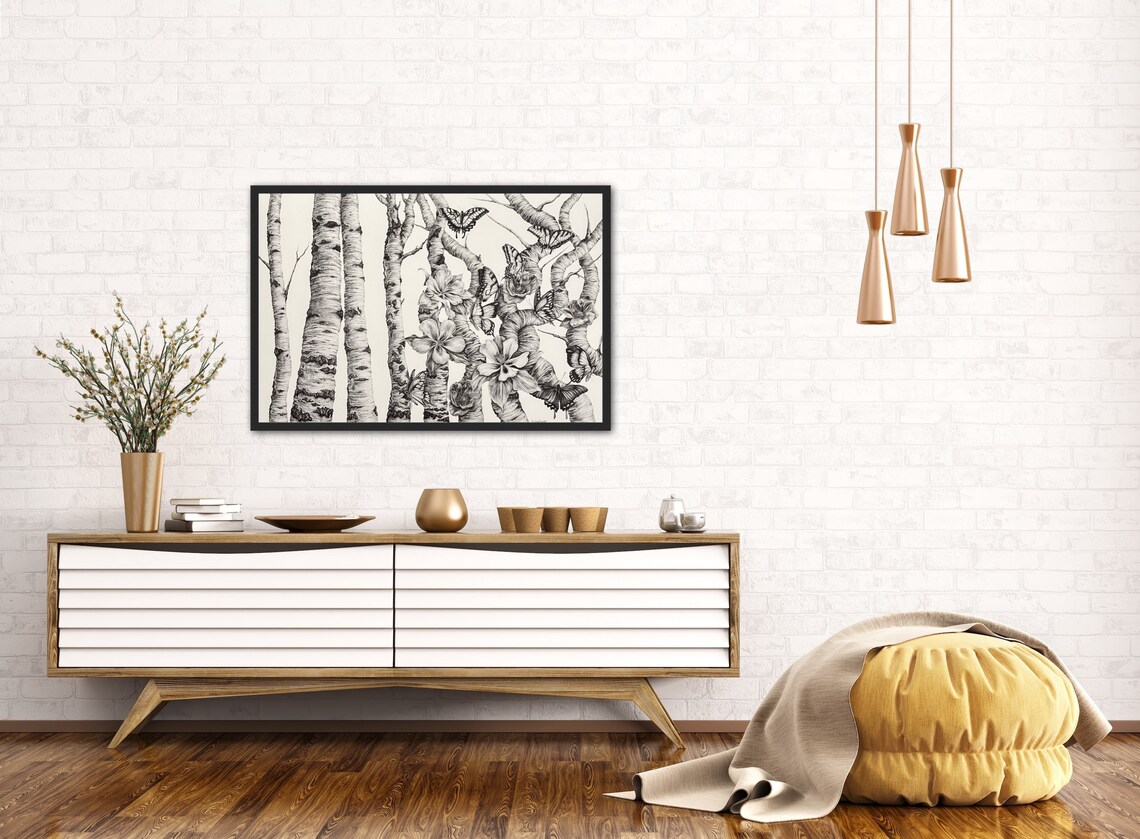 Twisted Aspen Tree Graphite Drawing - Large - Etsy