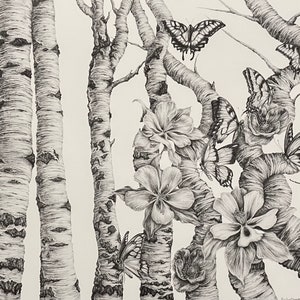 Twisted Aspen Tree Graphite Drawing Large - Etsy