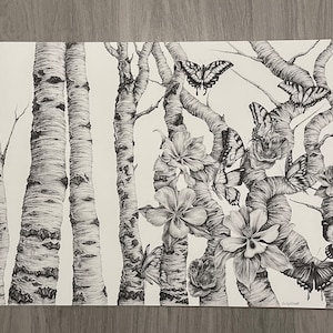 Twisted Aspen Tree Graphite Drawing - Large - Etsy