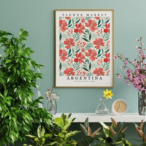 Argentina National Flower - Ceibo Wall Art Print Flower Market Poster ...