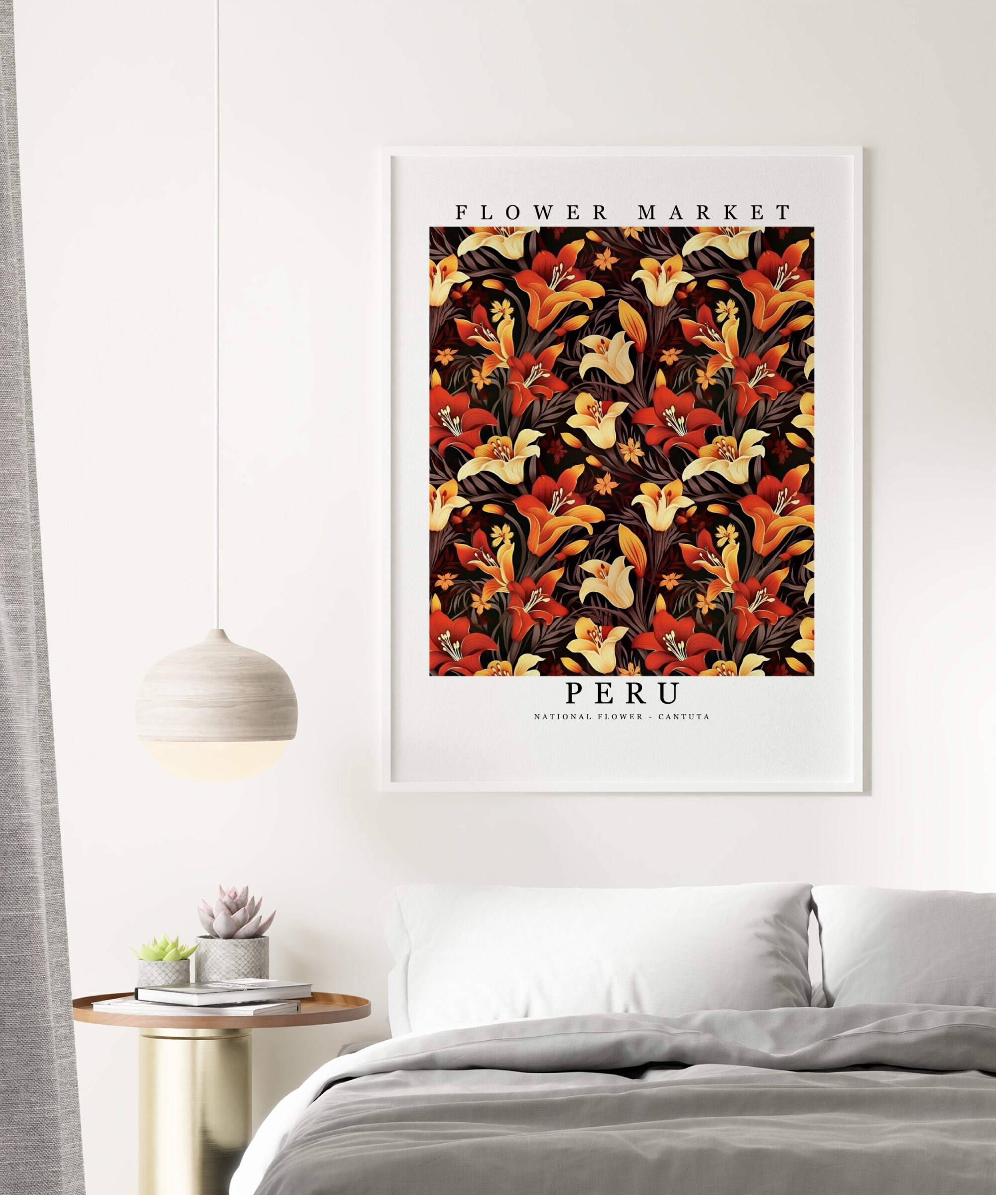 Peru National Flower - Cantuta Wall Art Print Flower Market Poster ...