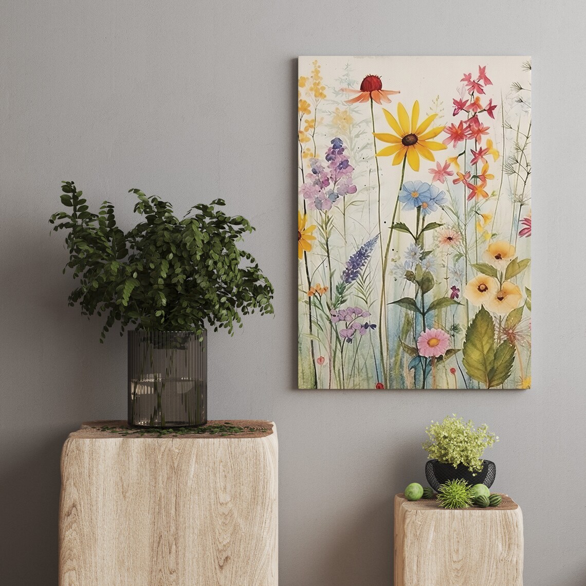 Watercolor Wildflowers Floral Botanical Prints D2, Minimalist Modern ...