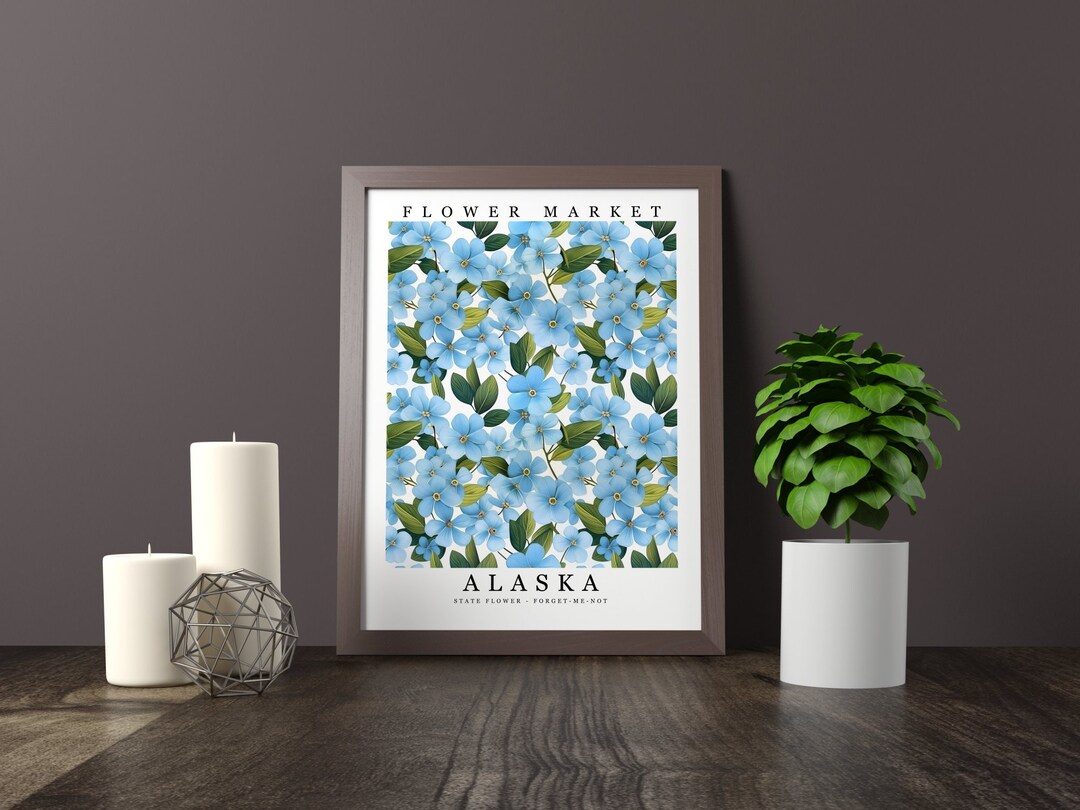 Alaska State Flower - Forget-me-not Wall Art Print Flower Market Poster ...