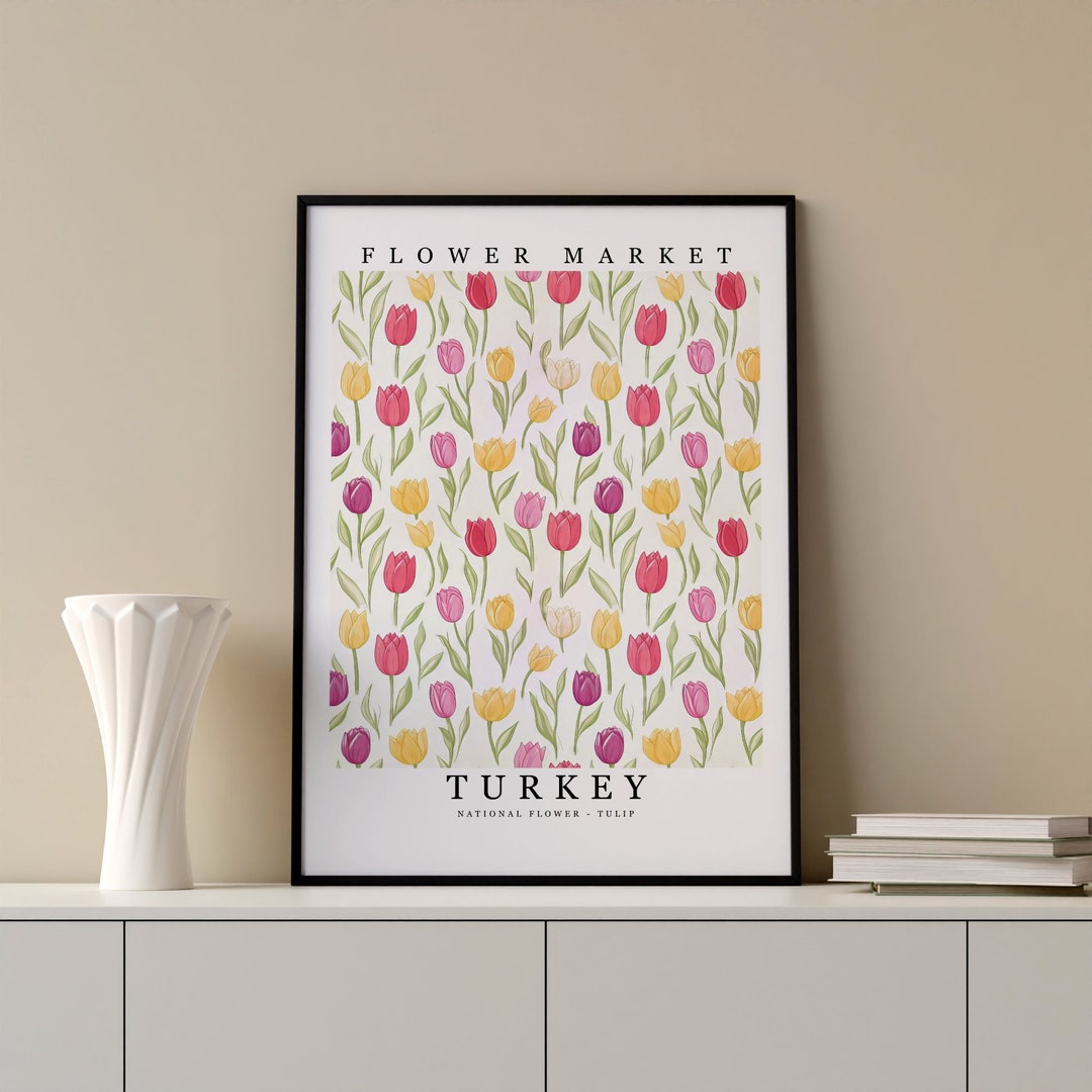 Turkey National Flower Tulip Wall Art Print Flower Market Poster ...
