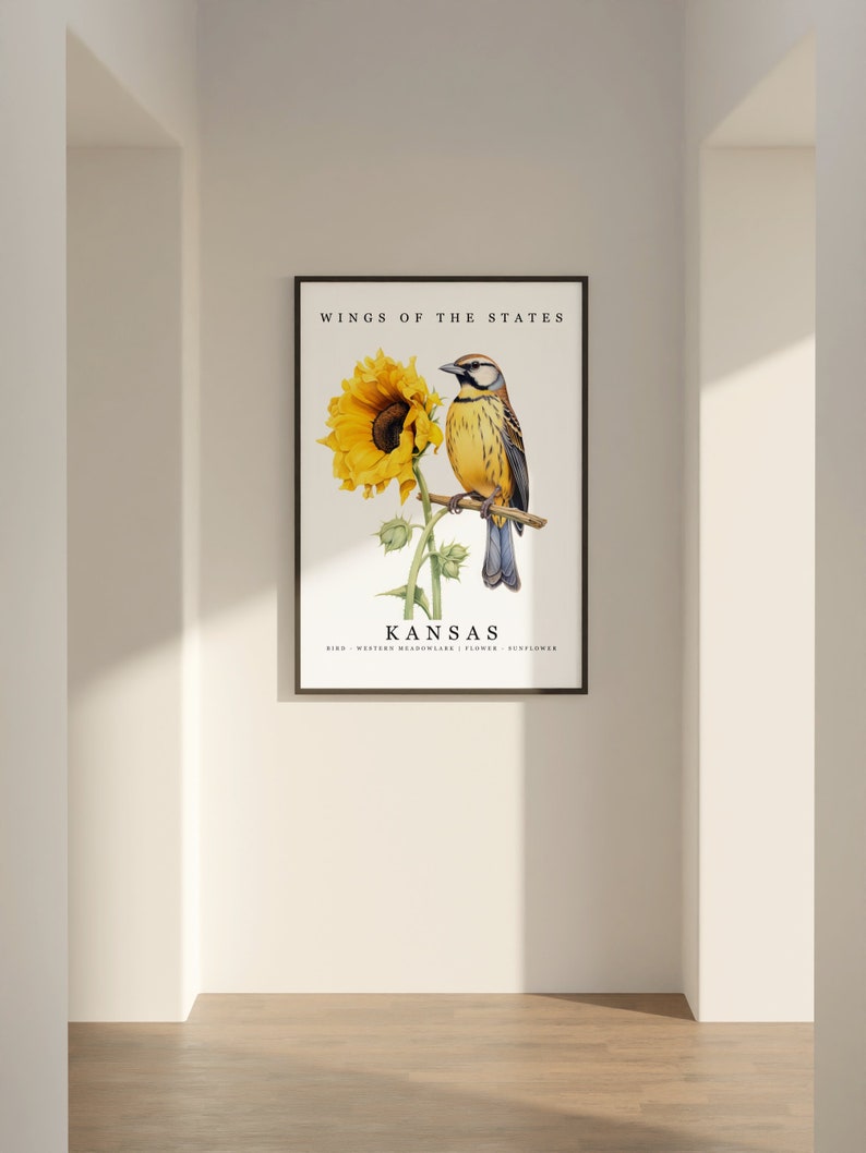 Kansas State Bird Western Meadowlark and State Flower - Etsy