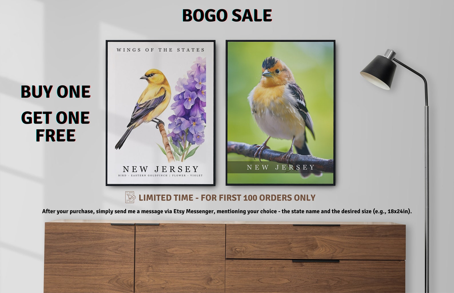 New Jersey State Bird - Eastern Goldfinch and State Flower - Violet ...