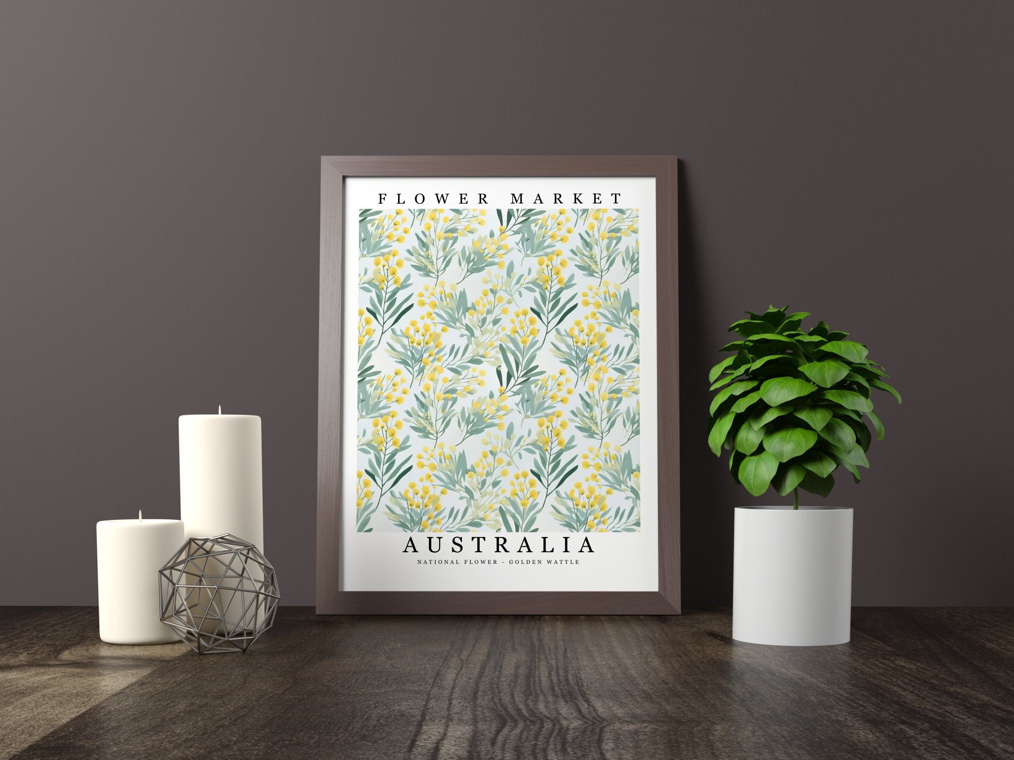 Australia National Flower - Golden Wattle Wall Art Print Flower Market ...