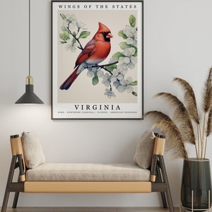 Virginia State Bird - Northern Cardinal and State Flower - American ...