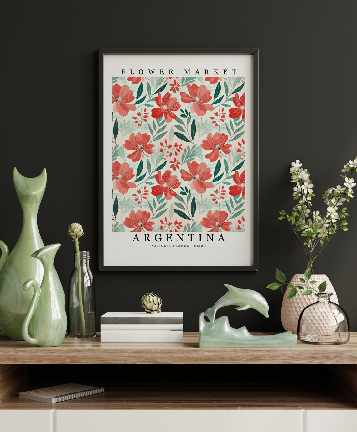 Argentina National Flower - Ceibo Wall Art Print Flower Market Poster ...