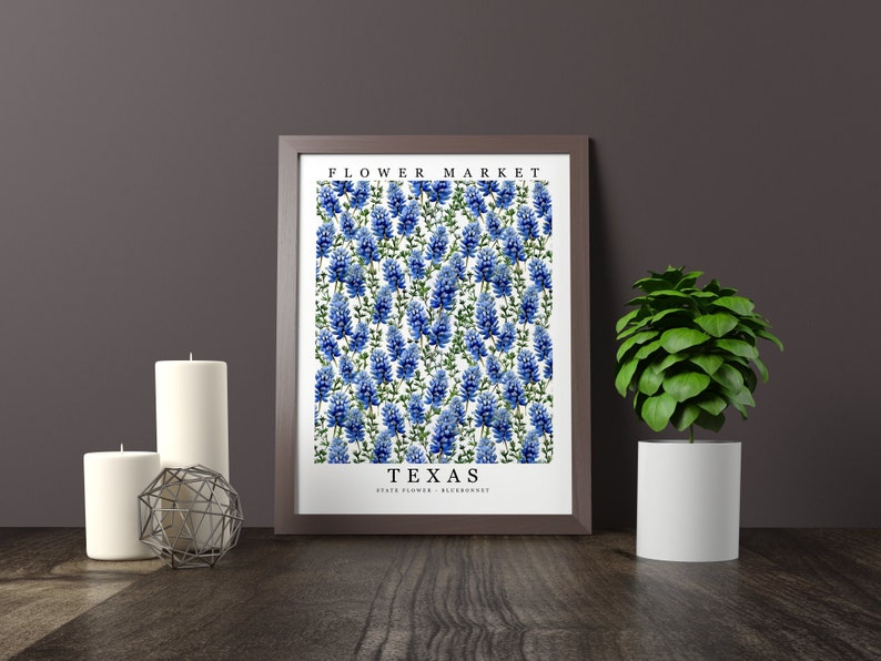 Texas State Flower Bluebonnet Wall Art Print Flower Market - Etsy