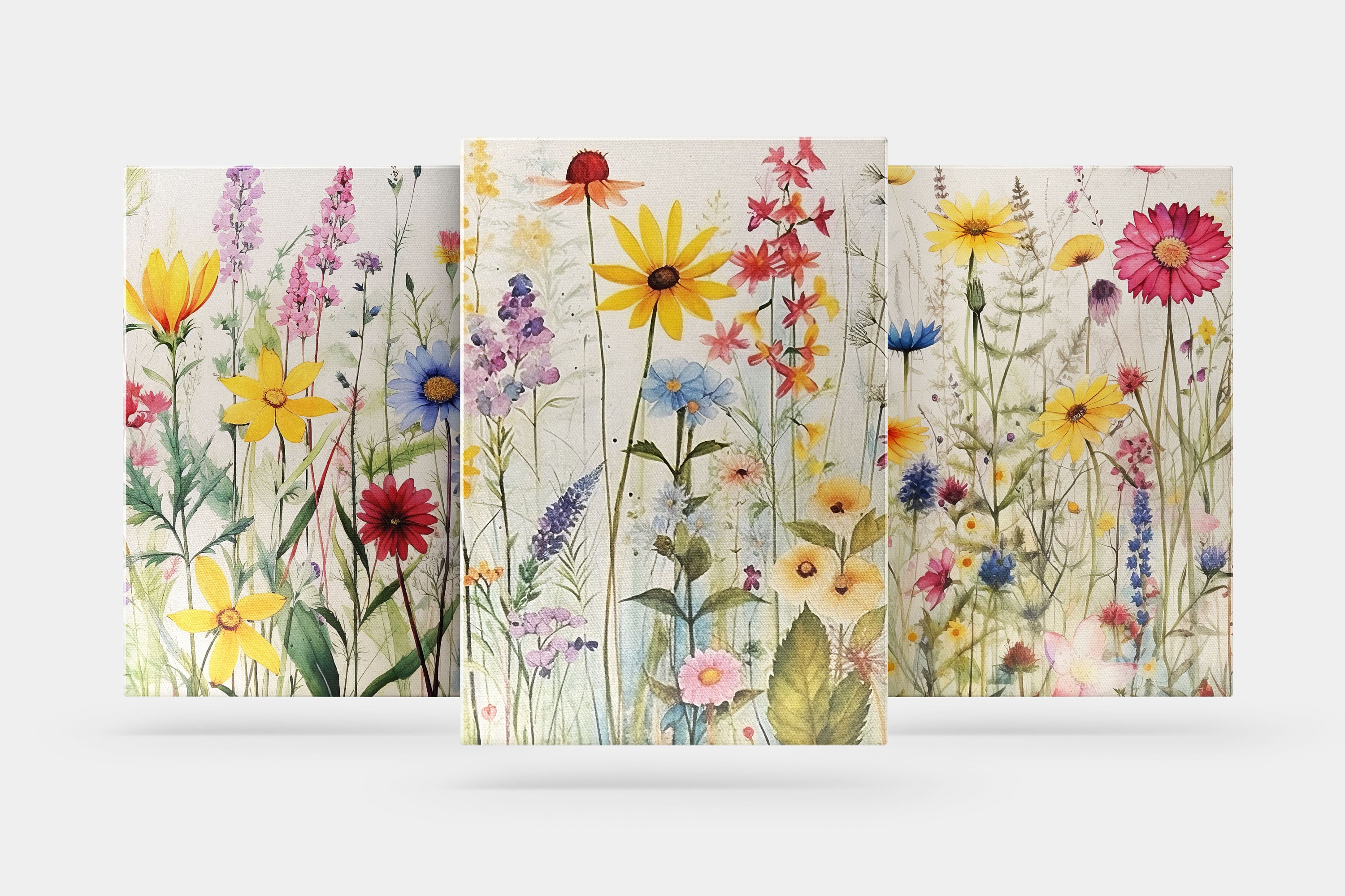 Watercolor Wildflowers Floral Botanical Prints D2, Minimalist Modern ...