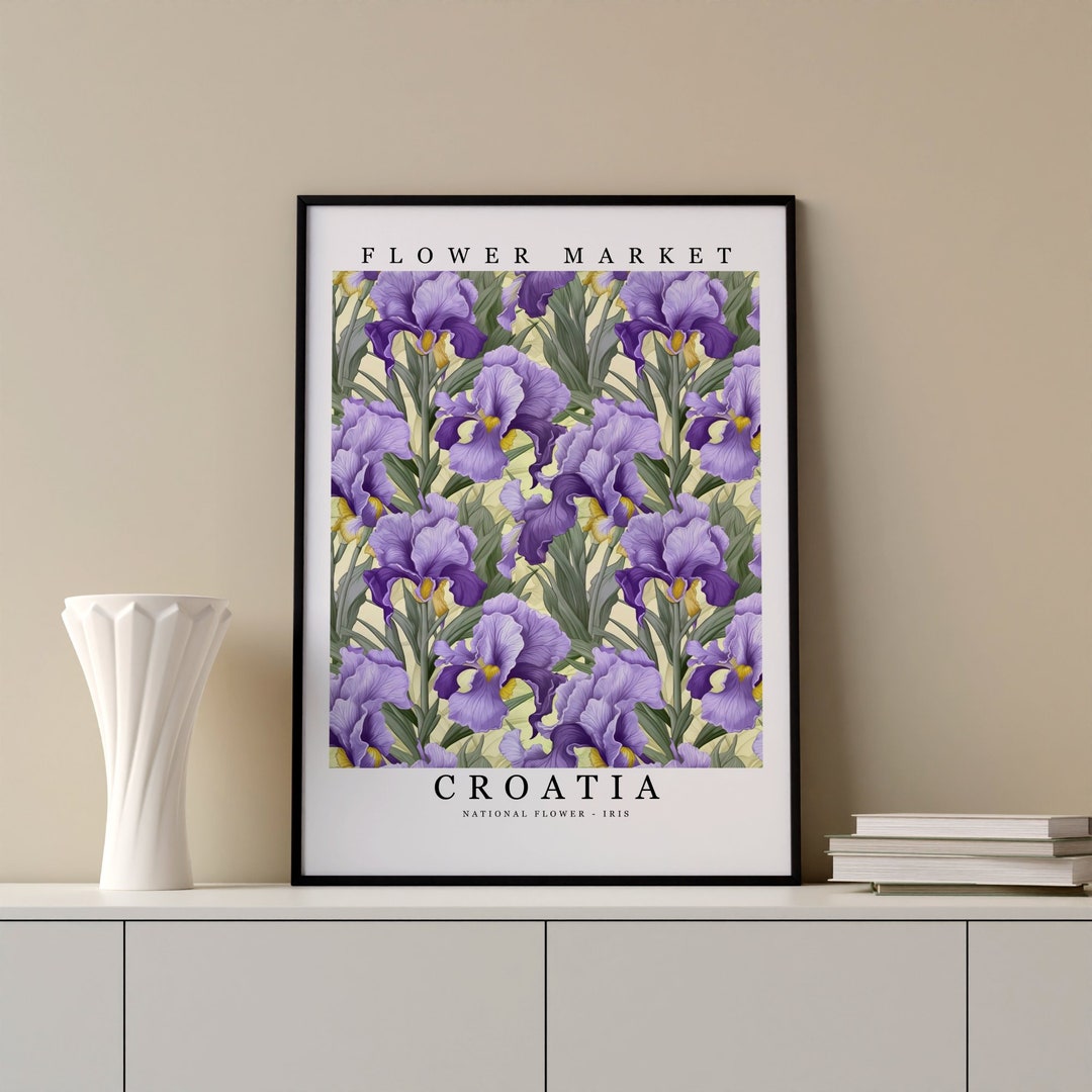 Croatia National Flower - Iris Wall Art Print Flower Market Poster ...