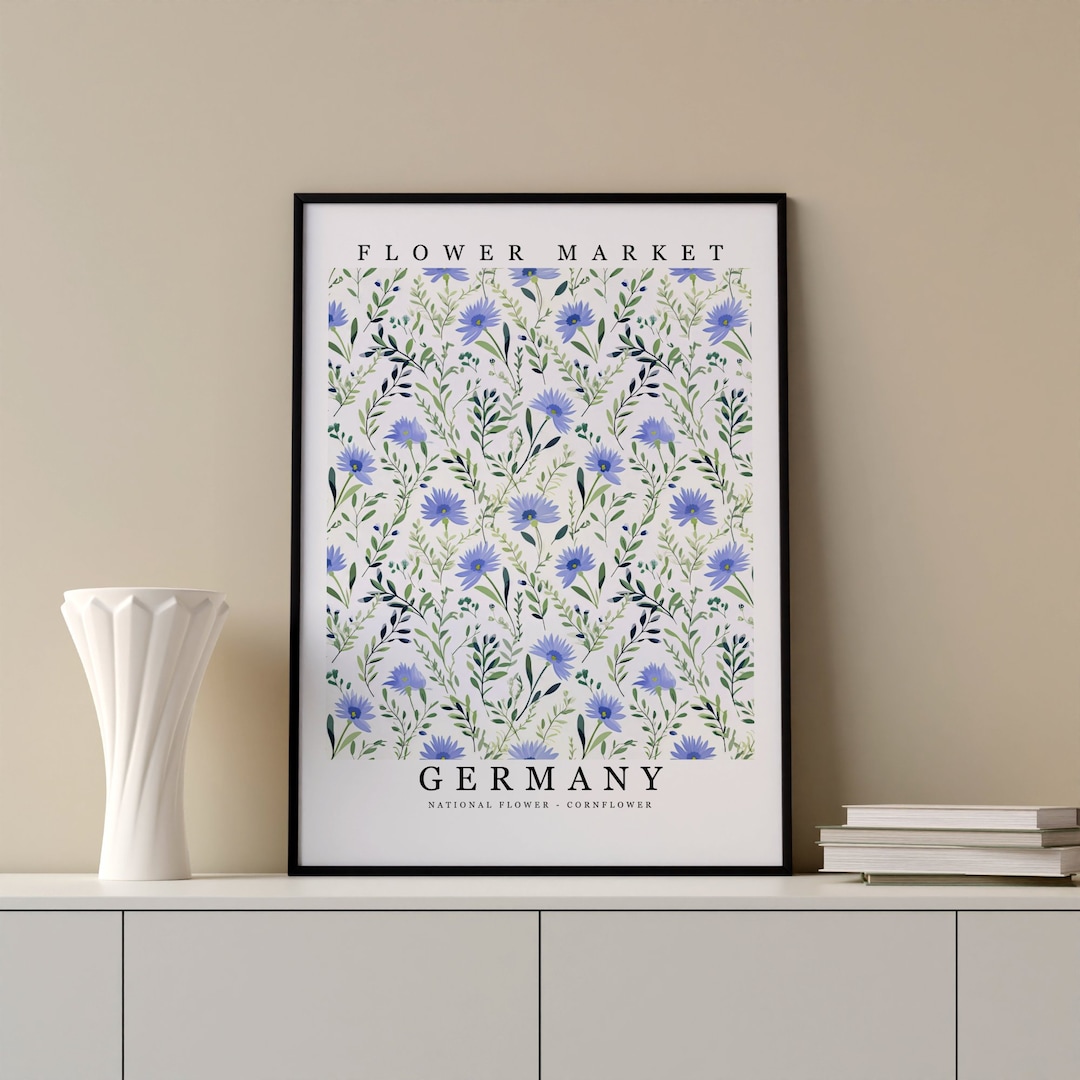 Germany National Flower - Cornflower Wall Art Print Flower Market ...