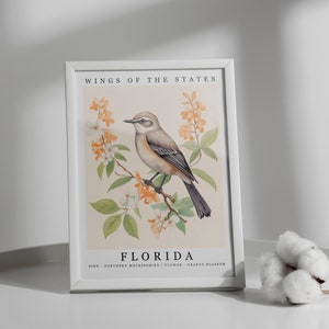 Florida State Bird - Northern Mockingbird and State Flower - Orange ...