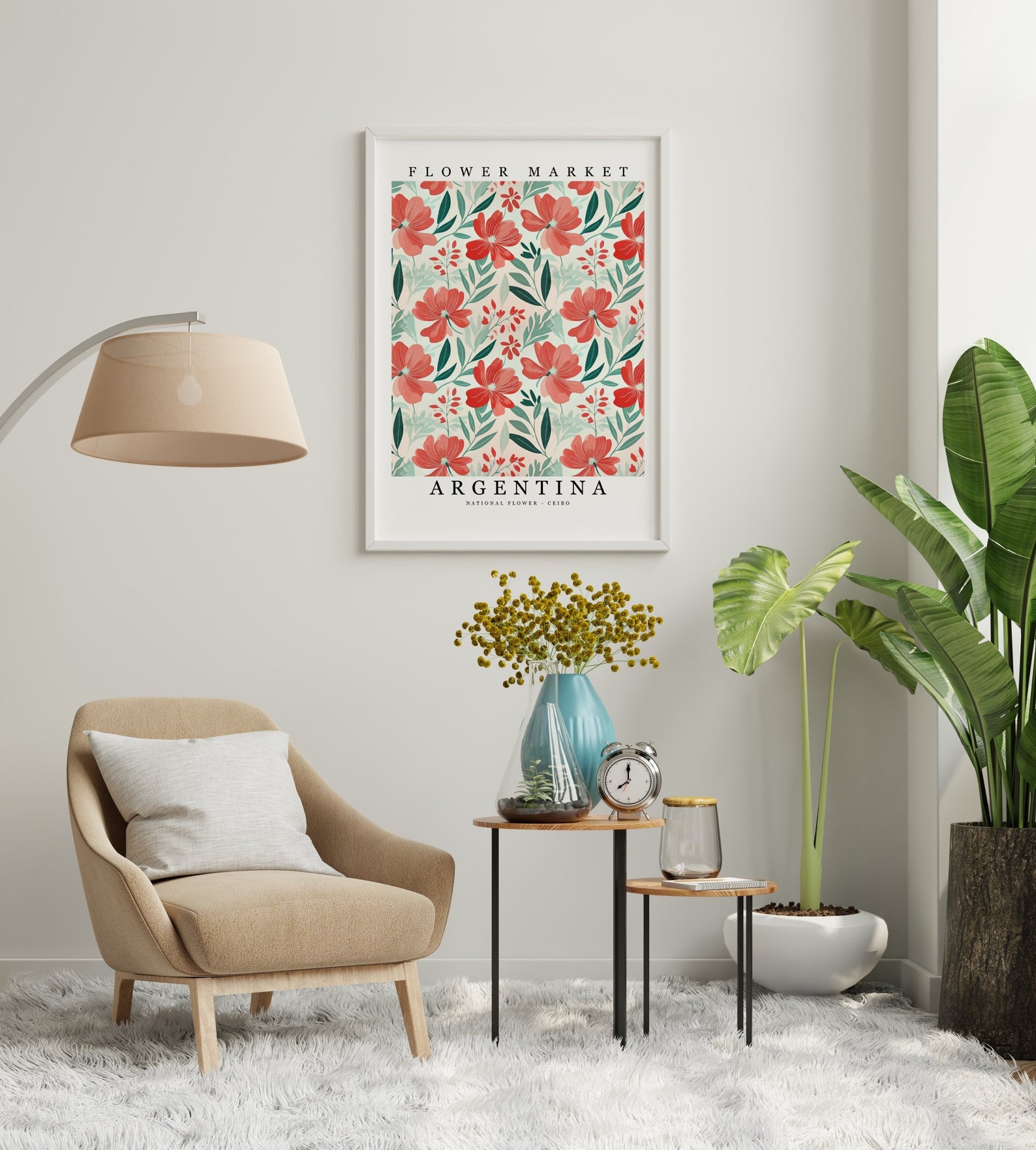 Argentina National Flower - Ceibo Wall Art Print Flower Market Poster ...