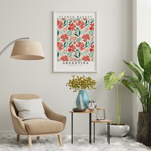 Argentina National Flower - Ceibo Wall Art Print Flower Market Poster ...