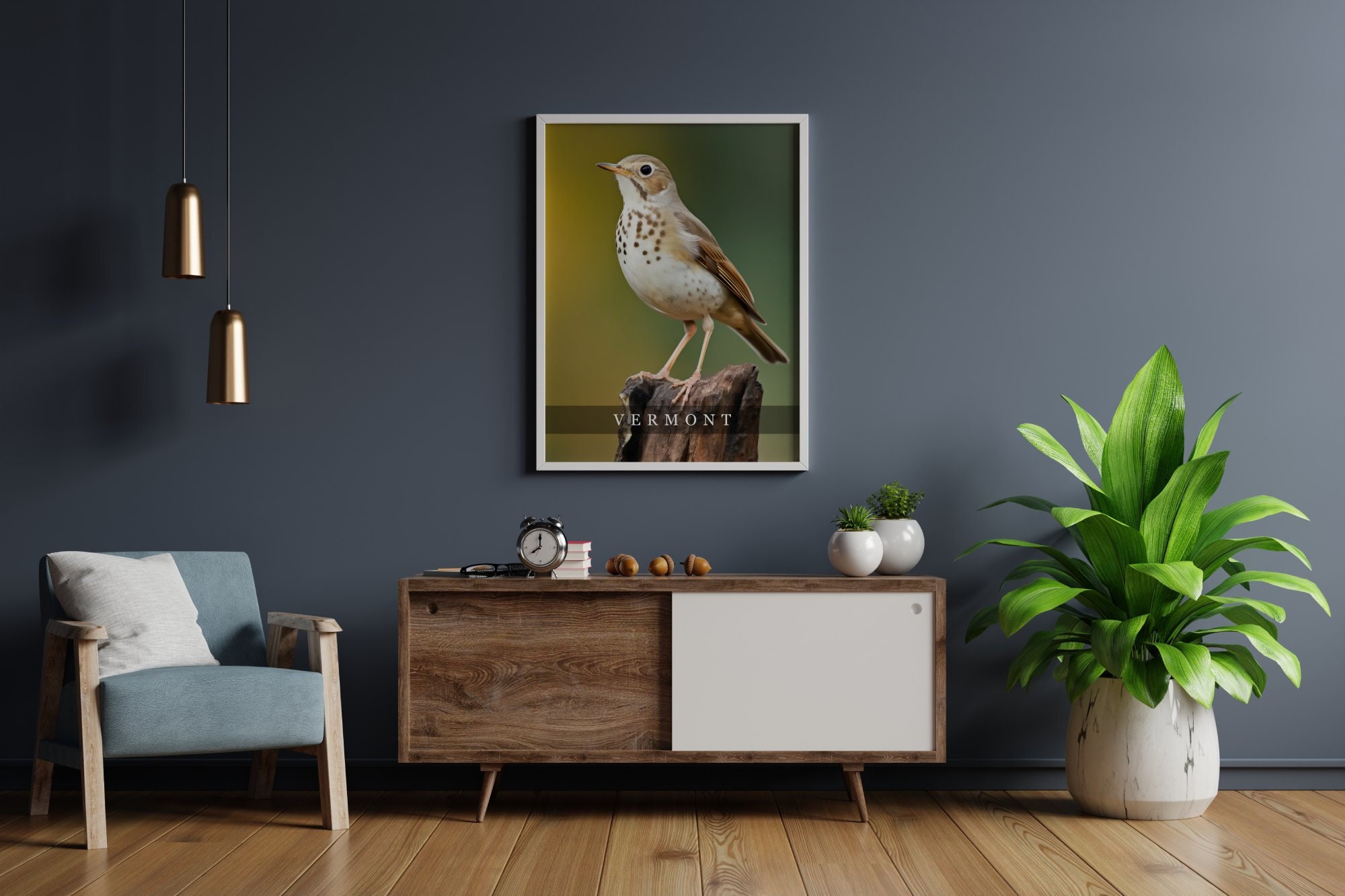 Vermont State Bird Hermit Thrush Photo Art Print State Bird - Etsy