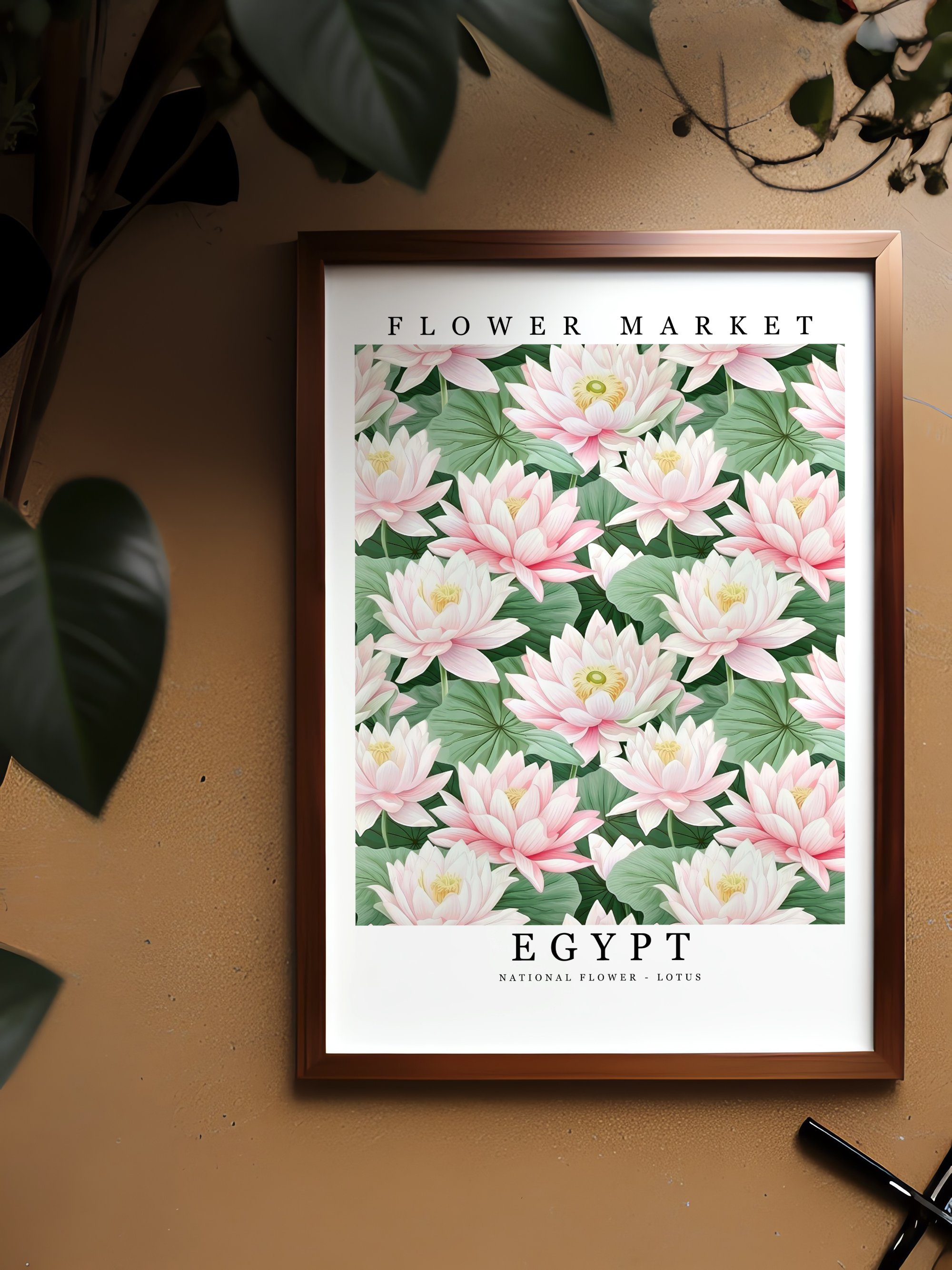 Egypt National Flower - Lotus Wall Art Print Flower Market Poster ...