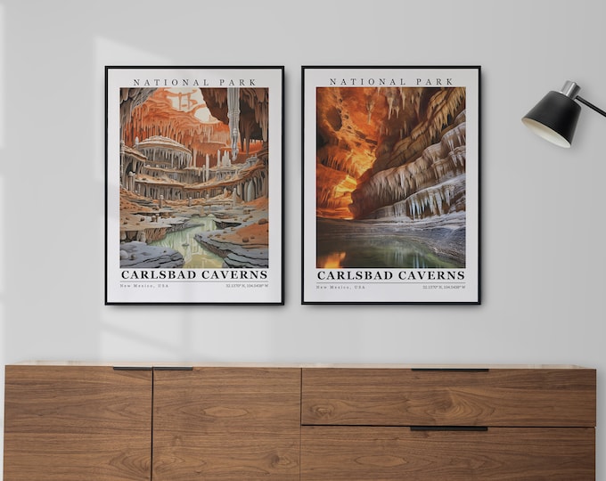 Carlsbad Caverns Poster National Park Art Print Travel Print Home Décor Poster Gift Digital ...